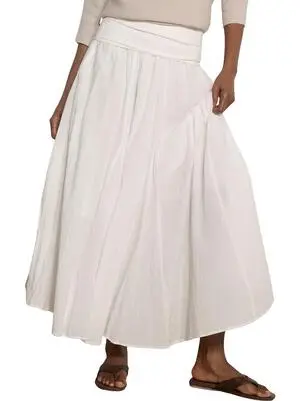 APRICOT Cotton Midaxi A-line Skirt With Elasticated Waist - Cream