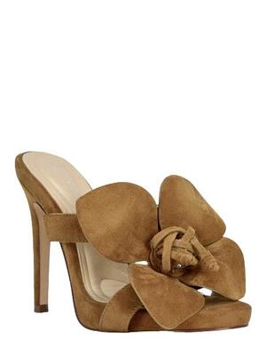 AZALEA WANG Fawn Platform Stiletto Sandals With Floral Appliqu - Brown