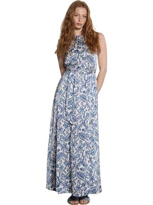APRICOT Paisley Satin Halterneck Maxi Dress - Blue