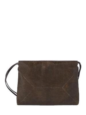 Brunello Cucinelli Pouch Bag In Lizard-effect Calfskin - Rust Brown