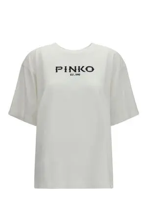Pinko Pinko Logo And Graphic Print T-Shirt White