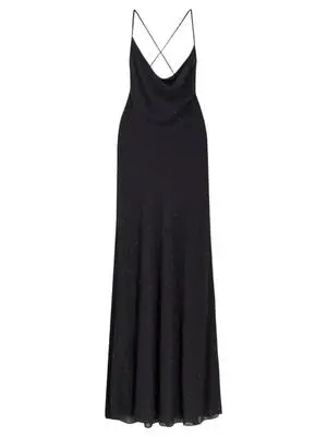 Pinko Embellished Cowl Neck Maxi Dress - Black