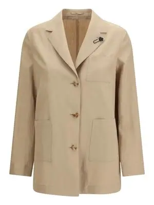 LARDINI Single-breasted Patch Pocket Blazer - Nude