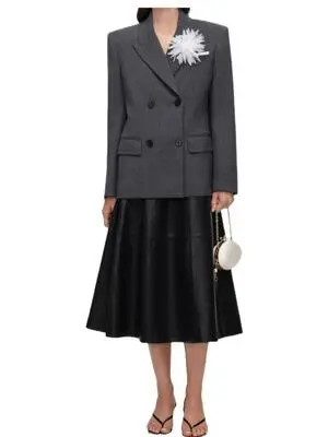 SELF-PORTRAIT Double Breasted Flower Blazer - Grey