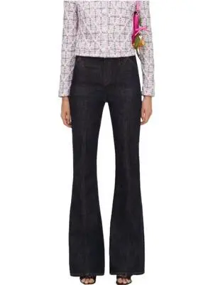 SELF-PORTRAIT High Waisted Flare Denim Jeans - Indigo