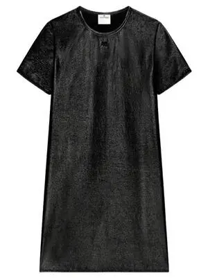 COURREGES Vinyl-effect Short-sleeve Mini Dress - Black