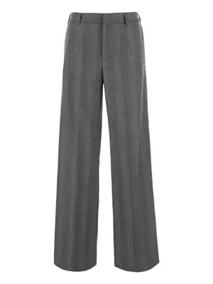 PT TORINO Tailored Wide-leg Trousers With Belted Waist - Grey