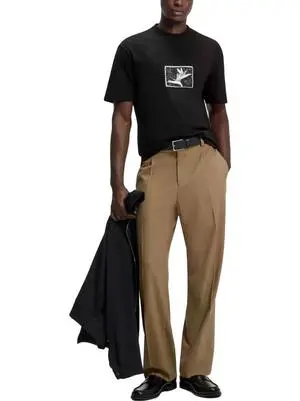 Hugo Relaxed-fit T-shirt In Cotton With Artwork And Logo - Black