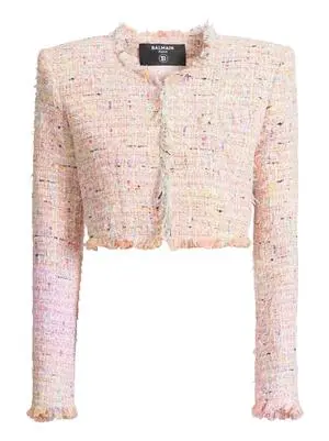 Balmain Cropped Tweed Jacket - Pink