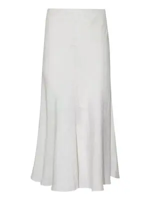 Brunello Cucinelli Brunello Cucinelli White Linen Flare Midi Skirt White