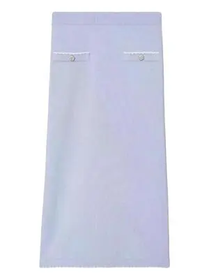 Tory Burch Wool Scalloped Trim Pencil Skirt - Blue