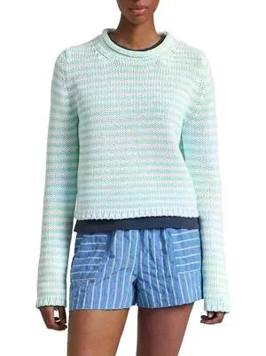 LA LIGNE Striped Crew Neck Sweater - Green