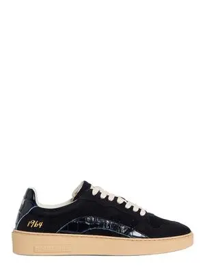 Dsquared2 Suede And Croc-effect Leather Low-top Sneakers - Blue