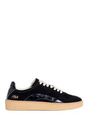 Dsquared2 Suede And Croc-effect Leather Low-top Sneakers - Blue
