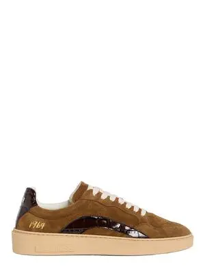 Dsquared2 Suede And Croc-effect Leather Low-top Sneakers - Brown