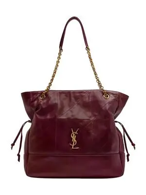 Saint Laurent Quilted Logo Plaque Shoulder Bag - Red