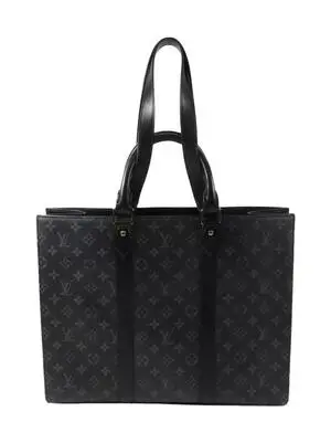 LOUIS VUITTON Monogram Eclipse Sac Plat 24h Tote Bag - Black