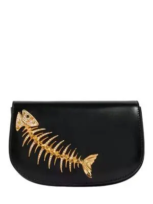 GIUSEPPE ZANOTTI Slim Bag With Embellished Accessory - Black