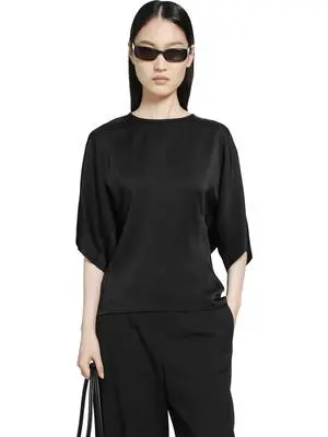 RETORI Retrois Satin Top With Keyhole Detail - Black