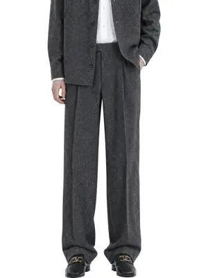 Valentino Garavani Dark Boutonné Wool Trousers - Grey