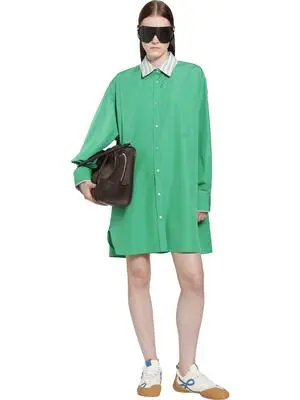 Loewe LOEWE Cotton Poplin Mini Shirt Dress Green