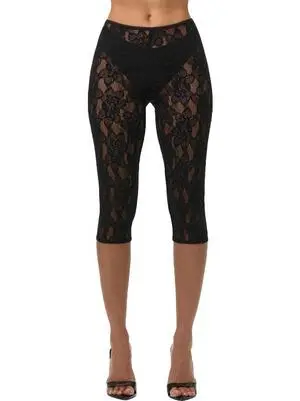 Naked Wardrobe Lace Capri Leggings - Black