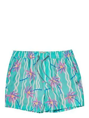 PARTY PANTS 5-inch Swim Trunks With Tropical Print - Teal