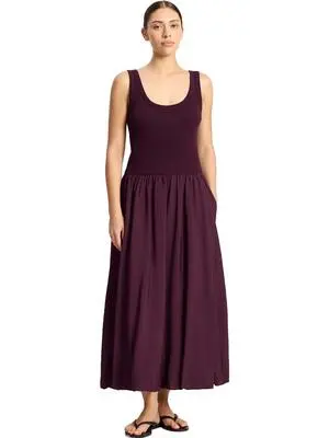 ALBARAY Bubble Hem Scoop Neck Maxi Dress - Black