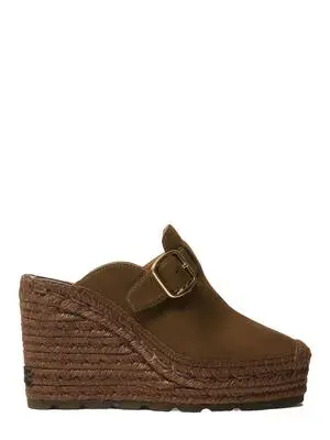 Stella McCartney Buckled Raffia Wedge Espadrille Clogs - Brown
