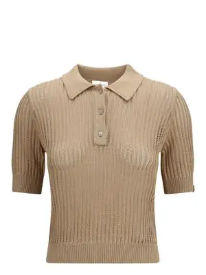 Jacob Cohen Openwork Knit Polo Top - Nude