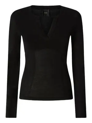 Pinko Bustier-detail V-neck Sweater - Black