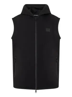 Dolce & Gabbana Sleeveless Hooded Zip-front Vest - Black