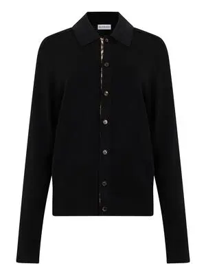 BURBERRY Burberry Men's Long-Sleeve Wool Polo Shirt With Button Front