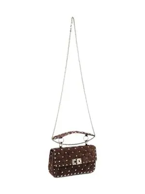 Valentino Garavani Small Rockstud Spike Shoulder Handbag - Chocolate