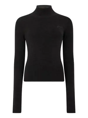 GANNI GANNI Fitted Wool Turtleneck Cropped Sweater
