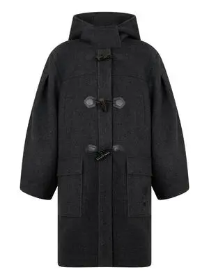 GANNI Hooded Wool-blend Duffle Coat - Heather Grey