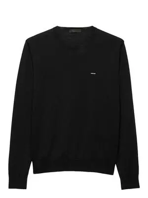 Prada Black Crew Neck Fine Knit Pullover - Nero