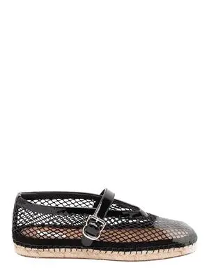Alaïa ALAIA Fishnet Espadrille Mary Jane Flats Noir