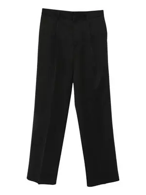 LARDINI Virgin Wool Trousers With Viscose Trim - Black