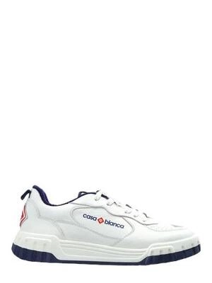 Casablanca Leather Logo Patch Low Top Sneakers - Whitenavy
