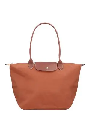Longchamp LONGCHAMP Foldable Nylon Tote Handbag Cognac