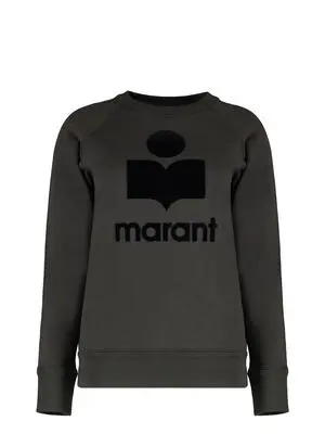 MARANT ETOILE Velvet-effect Logo Sweatshirt - Black