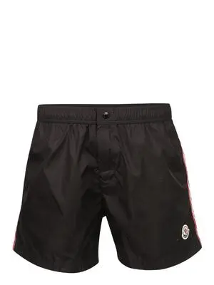 Moncler Swim Shorts With Side Stripe Detail - Black