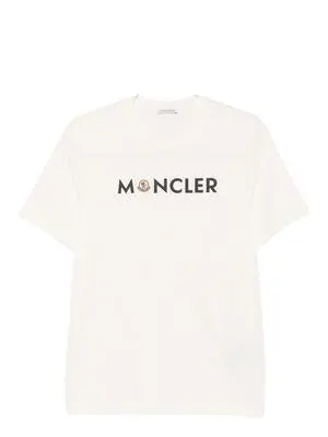 Moncler Cotton Short Sleeve T-shirt - Natural