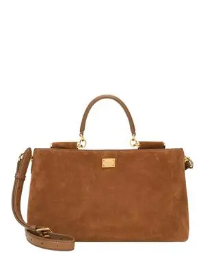 Dolce & Gabbana Calfskin Top Handle Bag With Adjustable Shoulder Strap - Camel