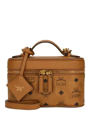 Mcm Aron Mini Handheld Vanity Case In Leather - Camel