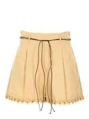 ZIMMERMANN ZIMMERMANN 100% Cotton Mini Shorts With Decorative Hem
