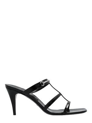 Gucci Leather Horsebit Stiletto Heeled Sandals - Black
