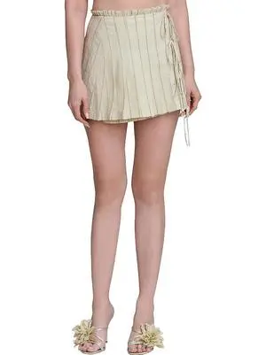 Avec Les Filles Gingham Pleated Wrap Skort - Avocado Gingham