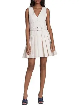 AVEC LES FILLES Avec Les Filles Stretch Cotton Pleated Mini Dress